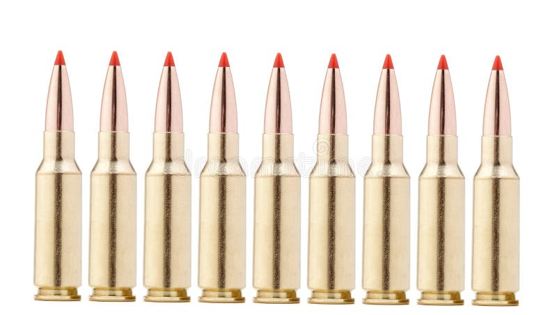 Rifle bullets in a row stock photo. Image of combat, caliber - 62487004