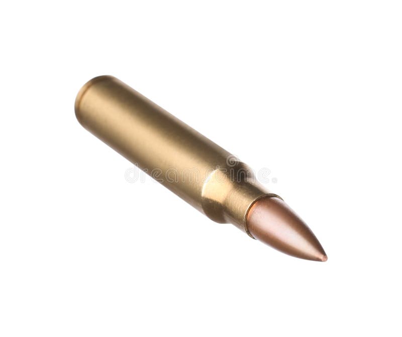Rifle Cartridge Isolated on White. Firearm Ammunition Stock Photo ...