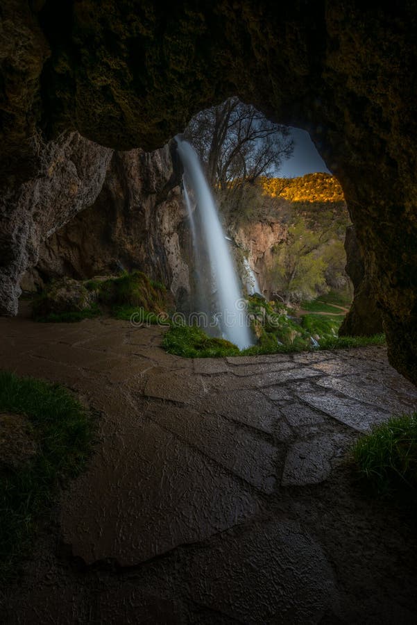 Rifle Falls Colorado Behind the Waterfall Stock Image - Image of green ...