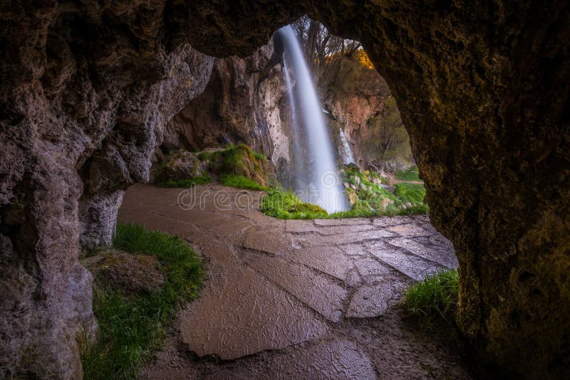 Rifle Falls Colorado Behind the Waterfall Stock Image - Image of ...