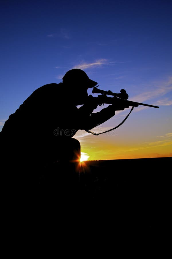 Hunter Shooting in Sunset stock photo. Image of hunt - 18696766
