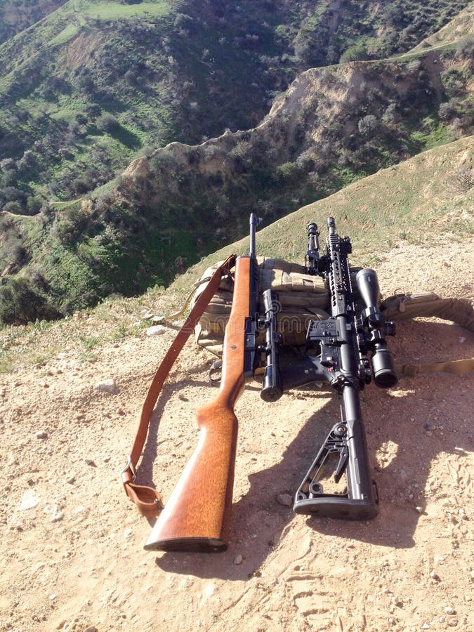 Rifle for Hunting and Military Sniper Assault Weapon Stock Image ...