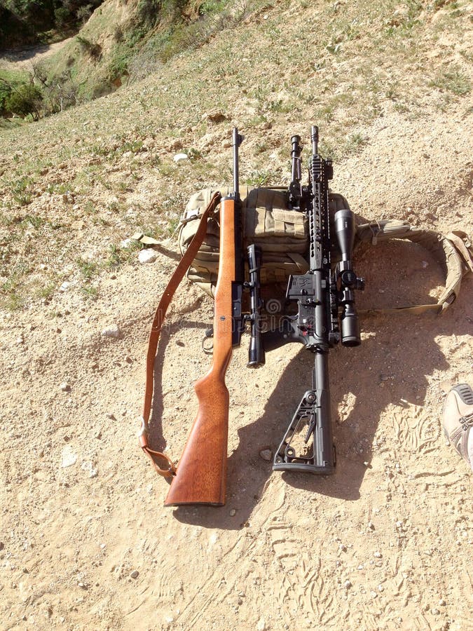 Rifle for Hunting and Military Sniper Assault Weapon Stock Image ...