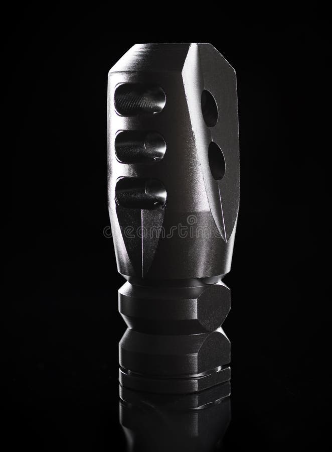 Rifle Muzzle Brake on a Black Background Stock Photo - Image of holes ...