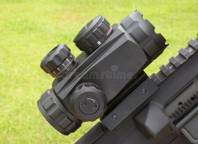 Scope mounted on a rifle stock image. Image of assault - 80855389
