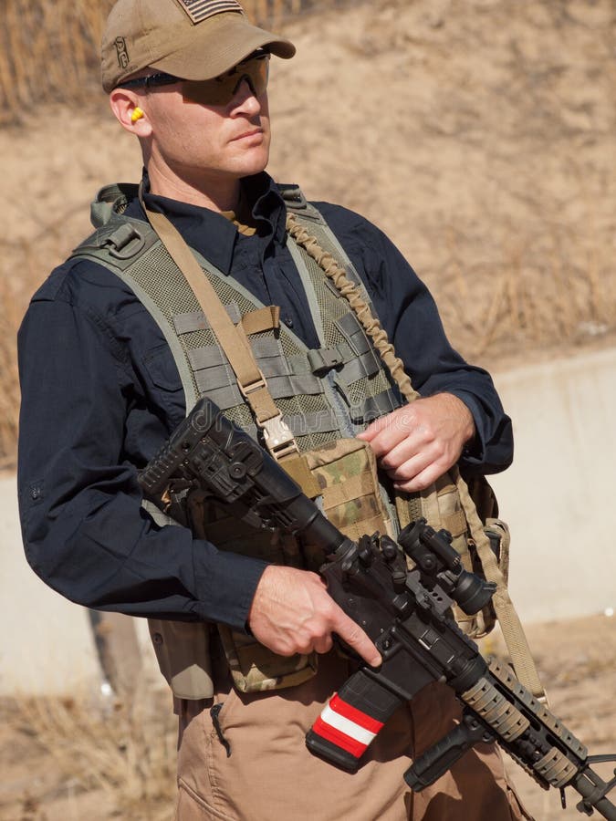 Rifle Training with .223 Caliber Stock Photo - Image of weapon, black ...