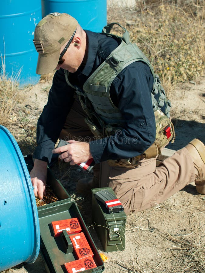 Rifle Training with .223 Caliber Stock Photo - Image of weapon, black ...