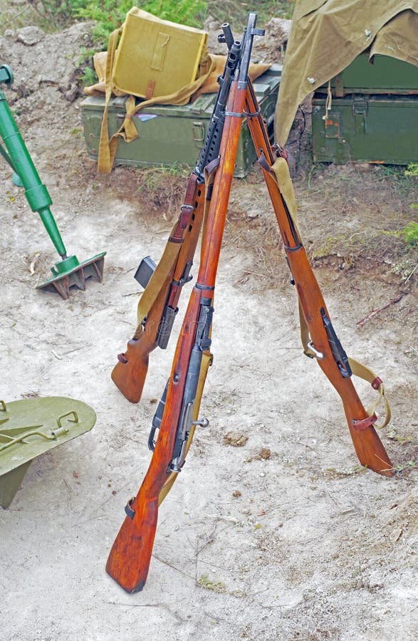 Rifles Arranged in a Pyramid Shape Stock Image - Image of defense ...