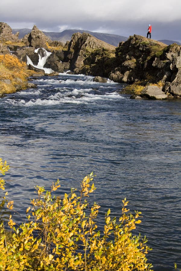 Rivière Dans Une Partie De La Vallée Du Rift Chez L'Islande Thingvellar ...
