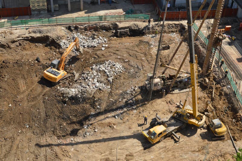 Rig Construction and Backhoe Digging Machine Editorial Photography ...