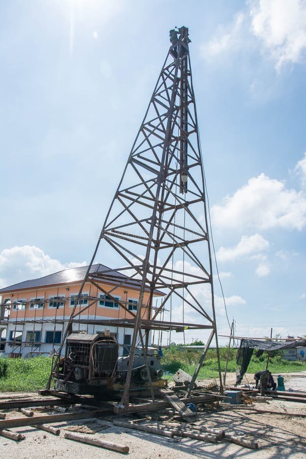 Rig Piling in the Construction Site Stock Image - Image of hydraulic ...