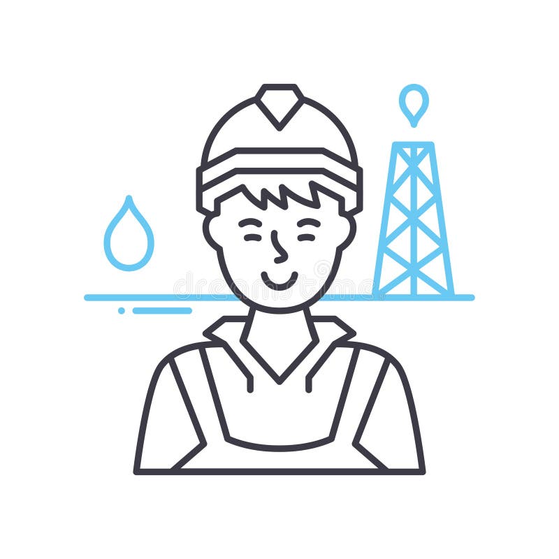 Rig Worker Line Icon, Outline Symbol, Vector Illustration, Concept Sign ...