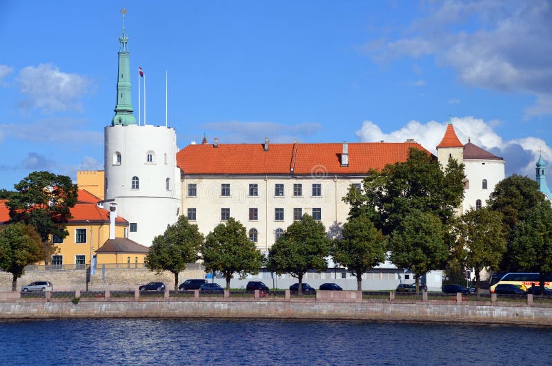 Riga Castle At The Banks Of River Daugava Editorial Stock Image - Image ...