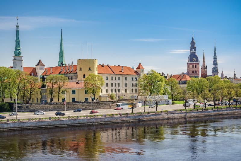 Riga castle and old town stock photo. Image of medieval - 57623612