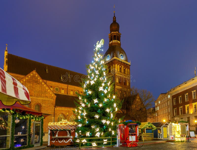 Riga. Christmas tree. stock image. Image of house, christmas - 106904837