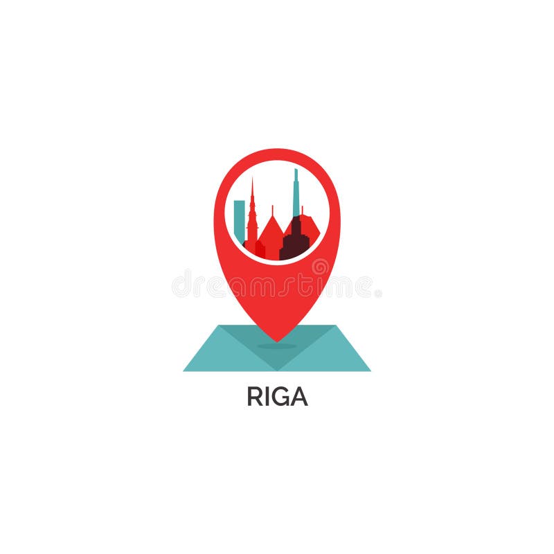 Riga City Skyline Silhouette Vector Logo Illustration Stock Vector ...