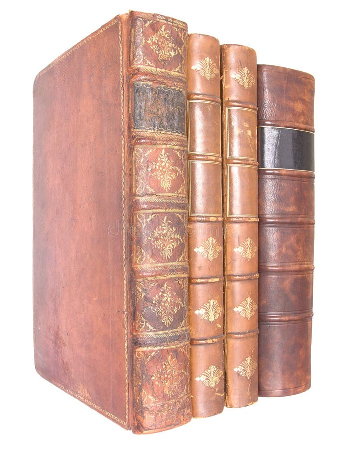 Vecchi Libri Rilegati Di Cuoio Con Un Libro Largo Fotografia Stock ...