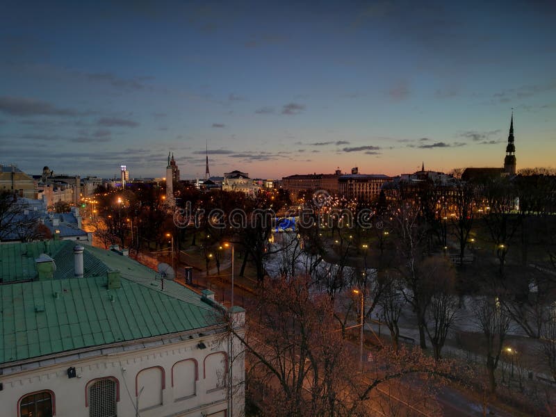 Riga stock image. Image of night, landscape, riga, winter - 82333737