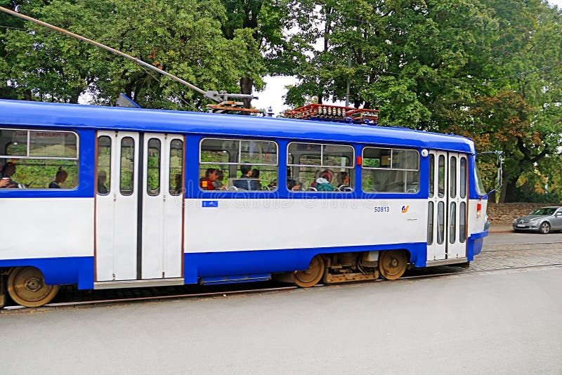 View of Old Tram in the Old Town in Riga, Latvia Editorial Image ...