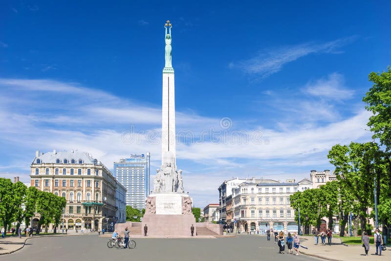 RIGA, LATVIA-JULY 12, 2017: the Freedom Monument in Riga - a Symbol of ...