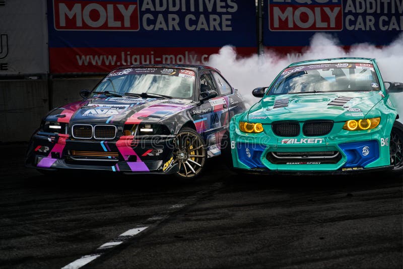 05-08-2021 Riga, Latvia Sport Car Drifting on the Ground Editorial ...