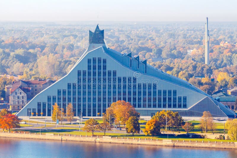 Riga. National Library stock photo. Image of evening - 63727948