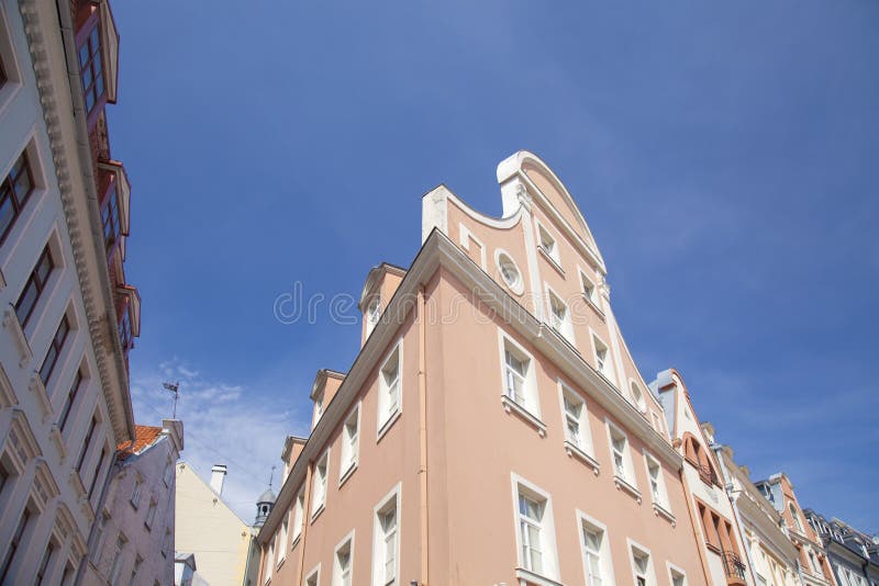 Riga old town stock image. Image of orange, cover, houses - 154779355