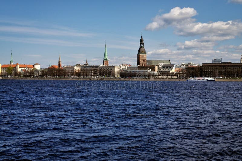 Riga Panorama from the River Side. Editorial Image - Image of baltic ...