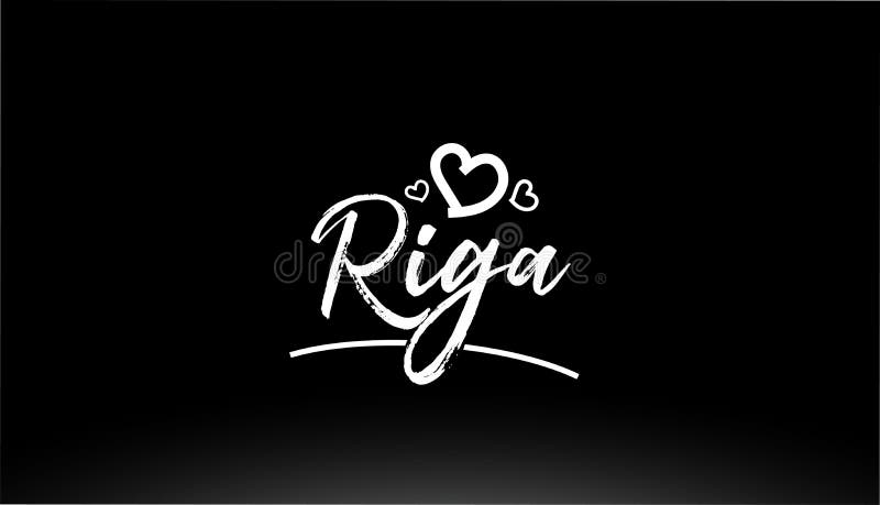 Riga-Schwarzweiss-Stadthandschriftlicher Text Mit Herzlogo Vektor ...