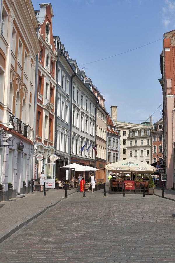 Riga street editorial stock image. Image of street, houses - 27096489