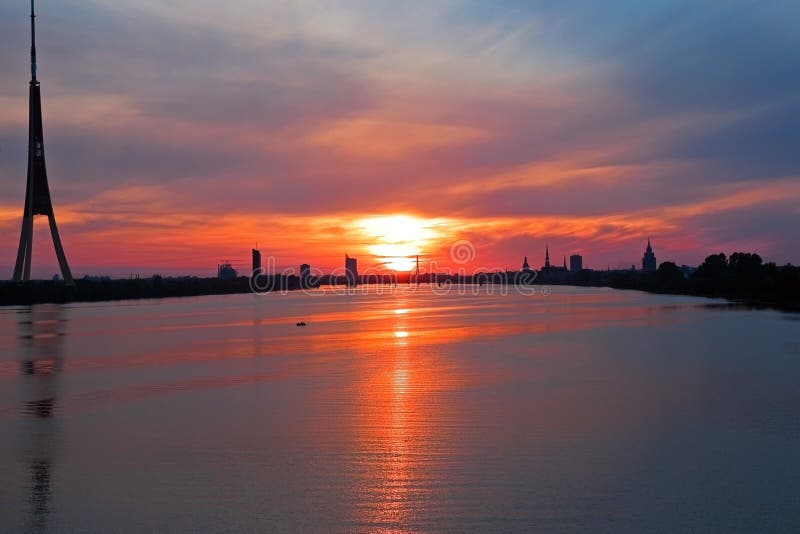 Riga at sunset stock image. Image of architecture, building - 20363855