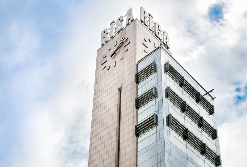 Riga Tower Clock on Central Railway Station. Editorial Stock Photo ...
