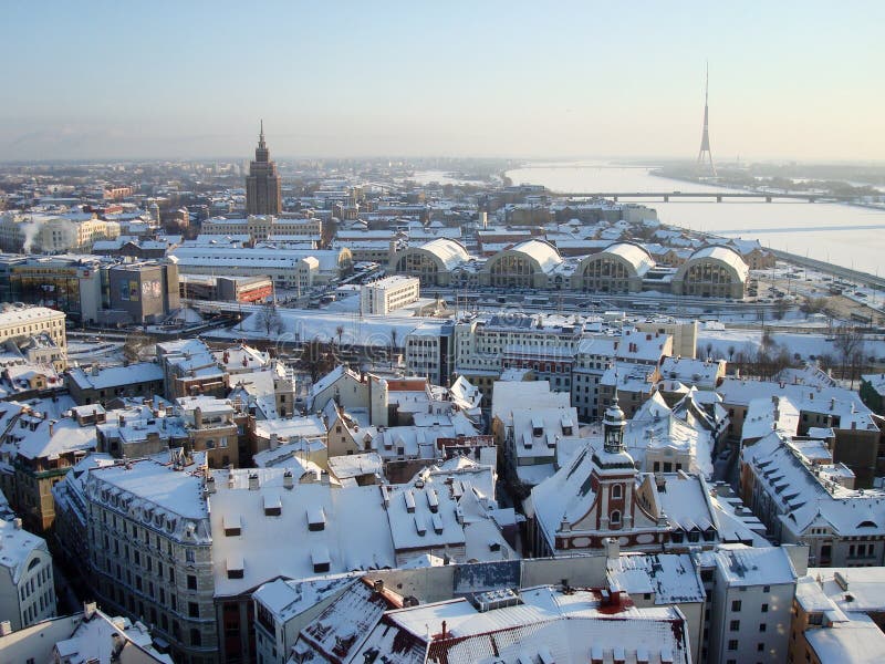 Riga in winter stock image. Image of roof, riga, snow - 42982715