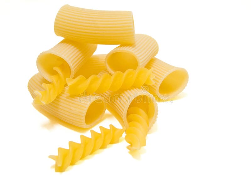 Rigatoni and Fusilli. Italian Pasta. Stock Image - Image of food, flour ...