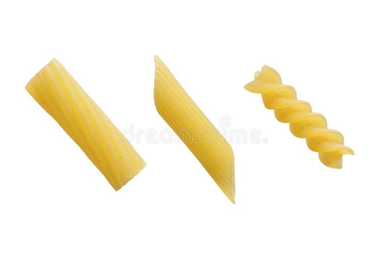 Rigatoni, Pennette and Fusilli As Single Pasta Background Stock Image ...