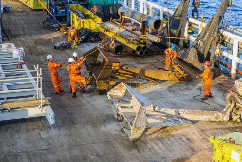 Rigger Working on a Construction Work Barge Editorial Stock Image ...