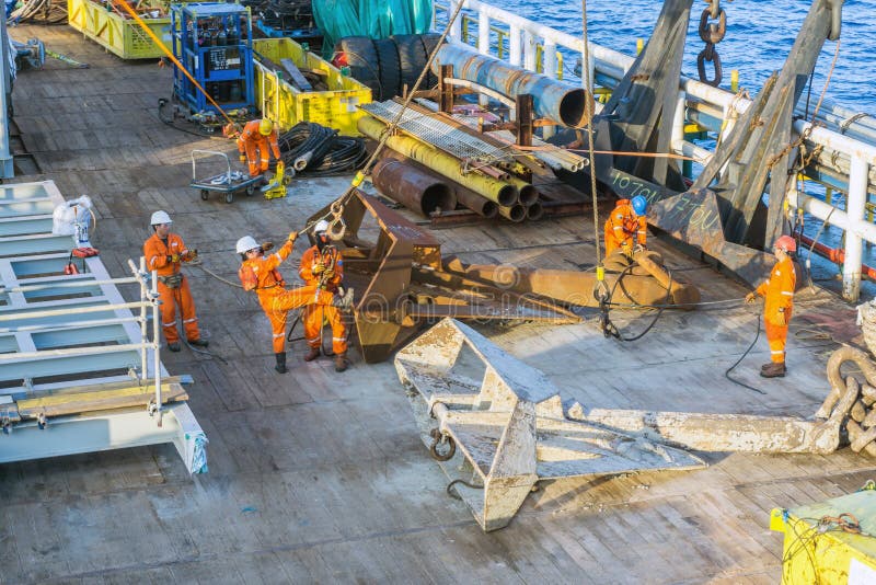 Rigger Working on a Construction Work Barge Editorial Stock Photo ...