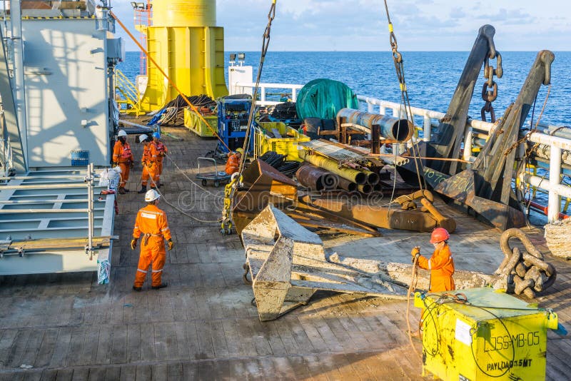 Rigger Working on a Construction Work Barge Editorial Photography ...