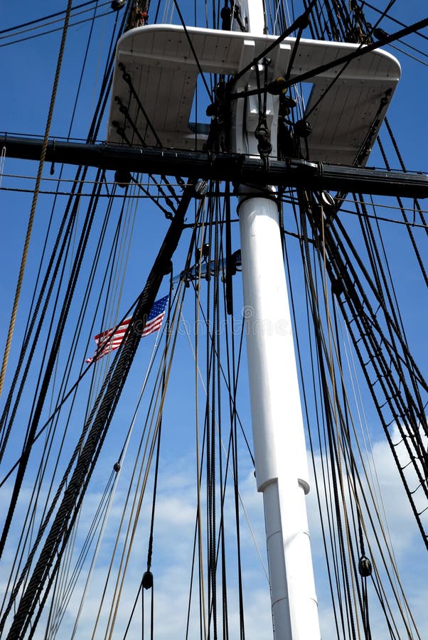 American Flag with Tall Ship Sails, California Stock Image - Image of ...