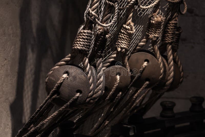 Rigging of an Old Sailing Ship, Old Ropes Editorial Photography - Image ...