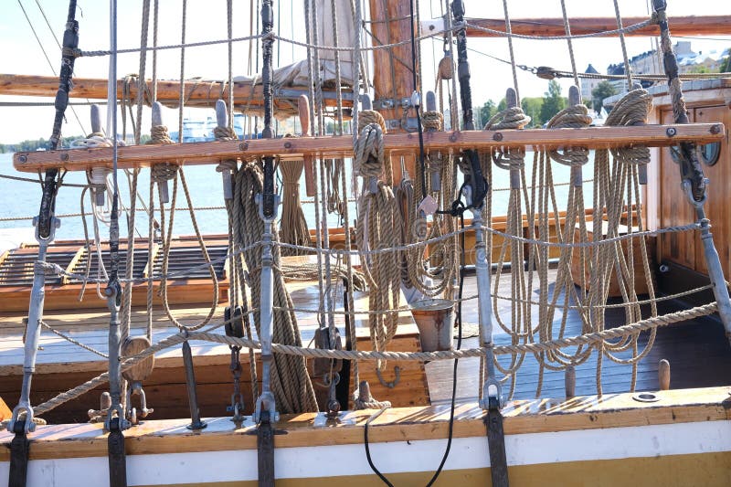 Rigging on an Sailing Ship stock photo. Image of vessel - 344564690