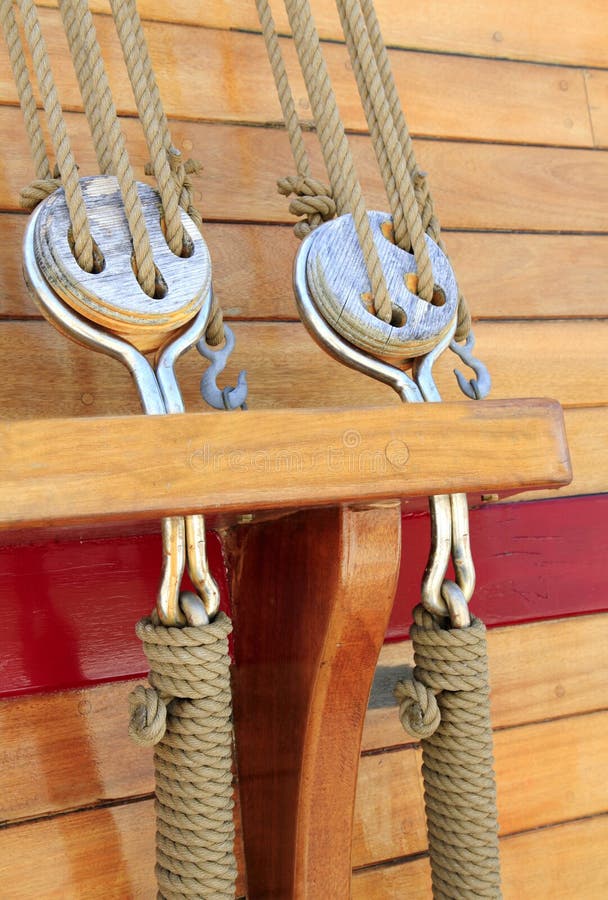 Sailboat Rigging. Rope And Pulleys Stock Image - Image of maritime ...