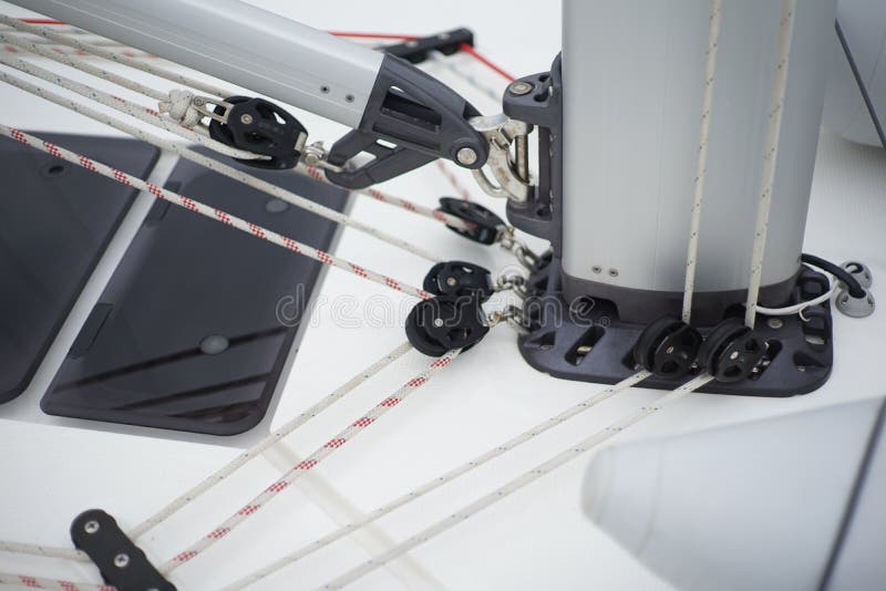 Rigging at the Bottom on the Main Mast on a Sailboat Stock Image ...
