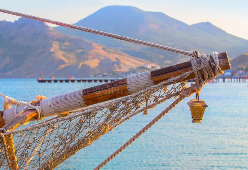 Rigging ropes sailing ship stock image. Image of natural - 80099257