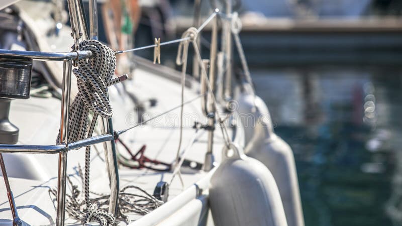 Rigging of Sailing Yachts, Ropes and Details. Sport. Stock Photo ...