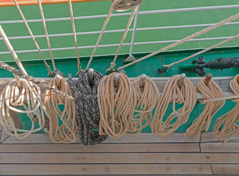 Rigging on a ship stock photo. Image of reeled, intertwined - 130599470