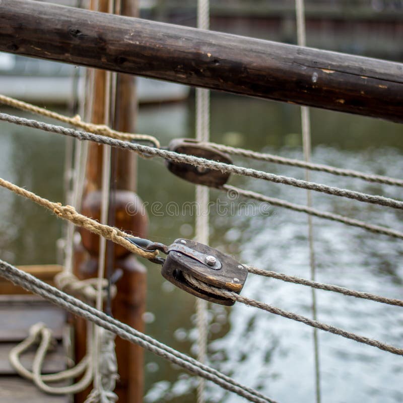 Rigging of a Tall Ship in Port Stock Photo - Image of violet, details ...