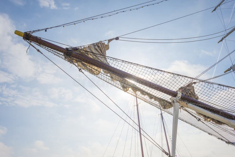 Rigging of a Tall Ship in a Port in Sunlight Stock Image - Image of ...
