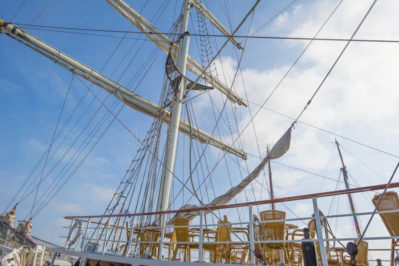 Rigging of a Tall Ship in a Port in Sunlight Stock Image - Image of ...