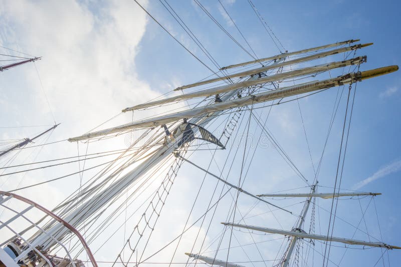 Rigging of a Tall Ship in a Port in Sunlight Stock Image - Image of ...
